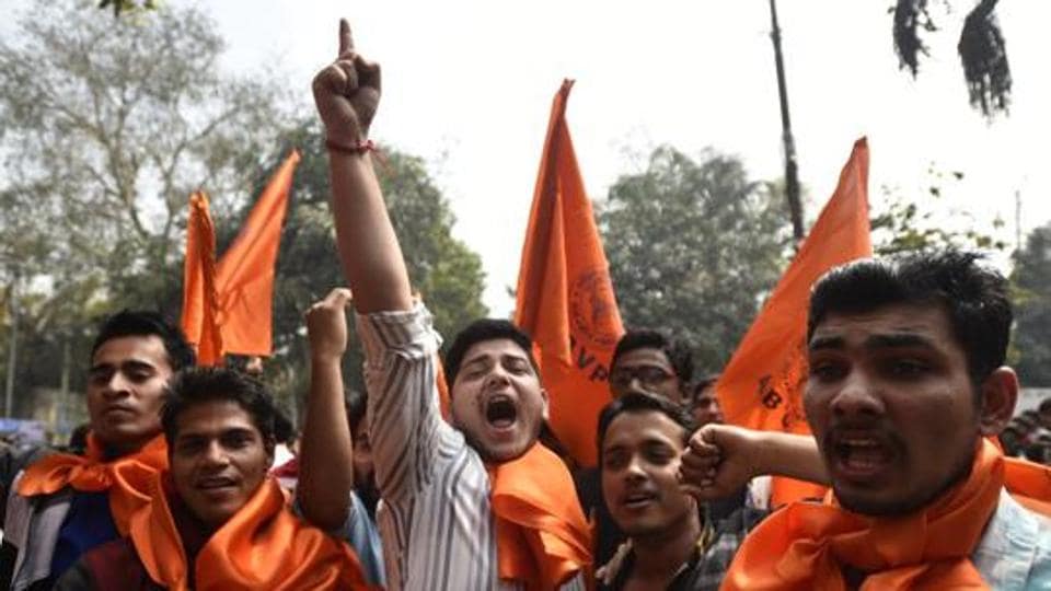 ABVP protests construction of 39-storey building in DU’s North Campus ...