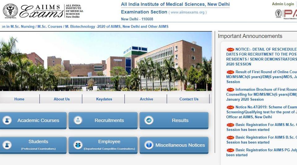 AIIMS PG Counselling 2020: First seat allocation result released at ...