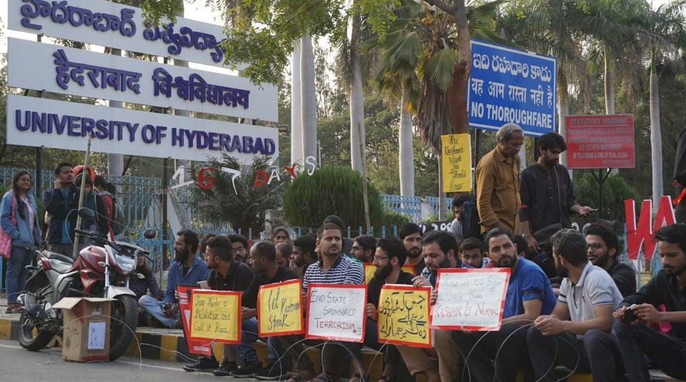 Kashmiri students of Hyderabad University protest clampdown in valley ...