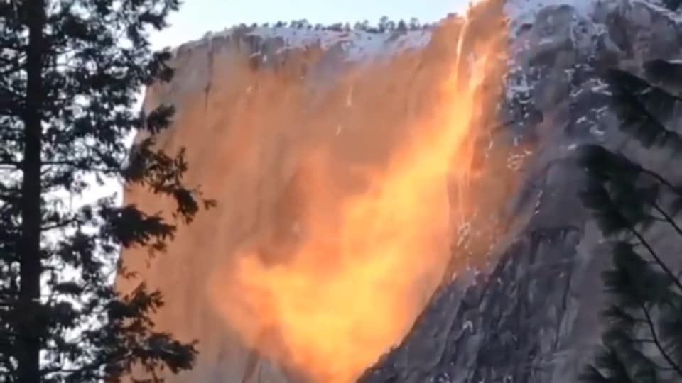 Is it fire flowing from a waterfall? Incredible ‘firefall’ video wows ...