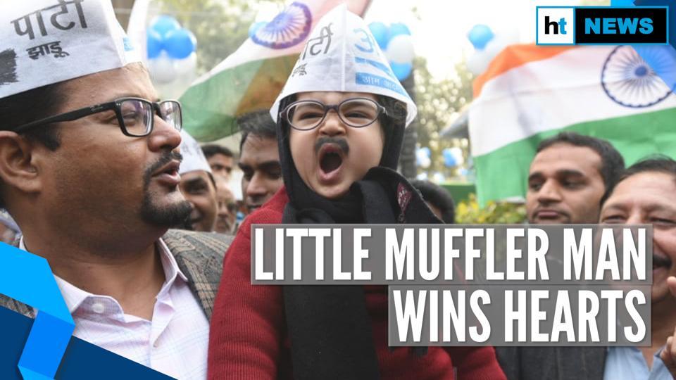 AAP cap, muffler & mustache: Little Kejriwal wins hearts on internet ...