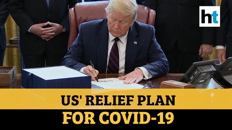 Donald Trump signs $2.2 trillion relief package for US as pandemic ...
