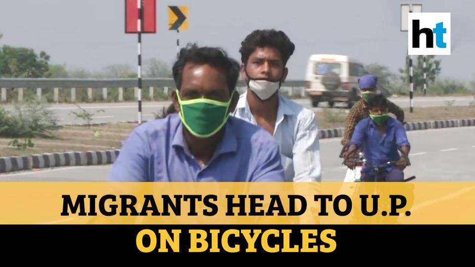Watch: Migrant workers on bicycles head to native places in UP from ...