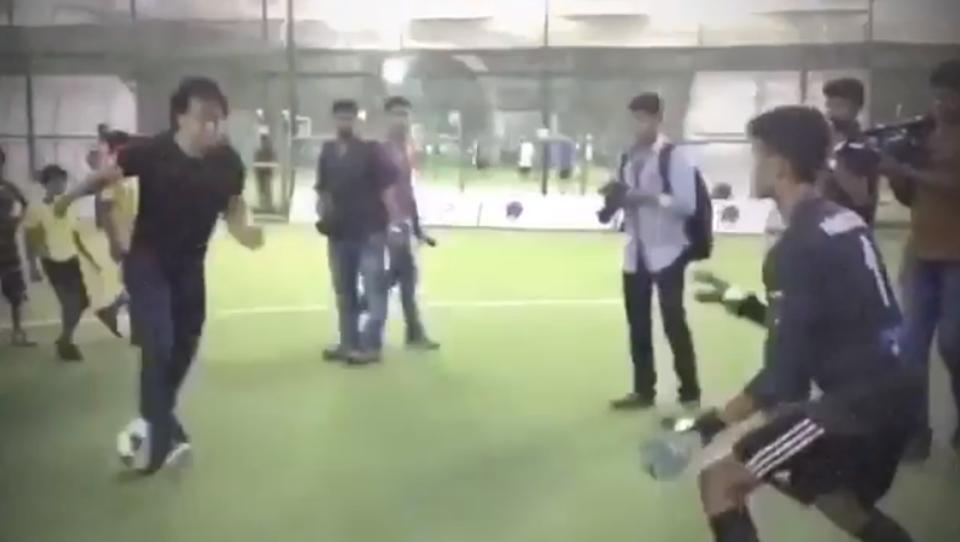 Tiger Shroff shows off his football skills as he deftly scores a goal ...