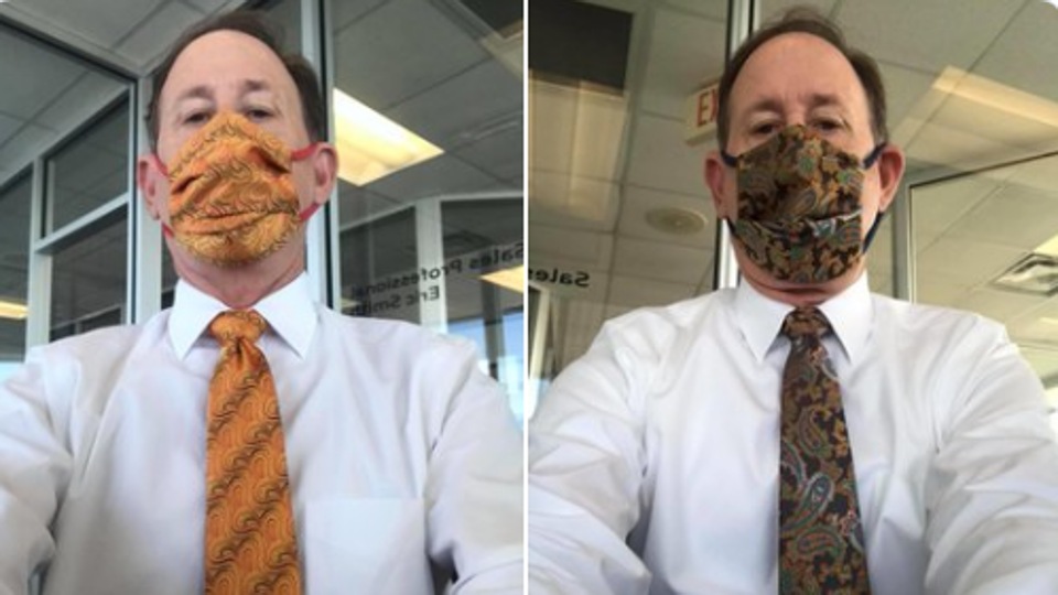 This dad matches his masks with his ties, people think he’s a ‘genius ...