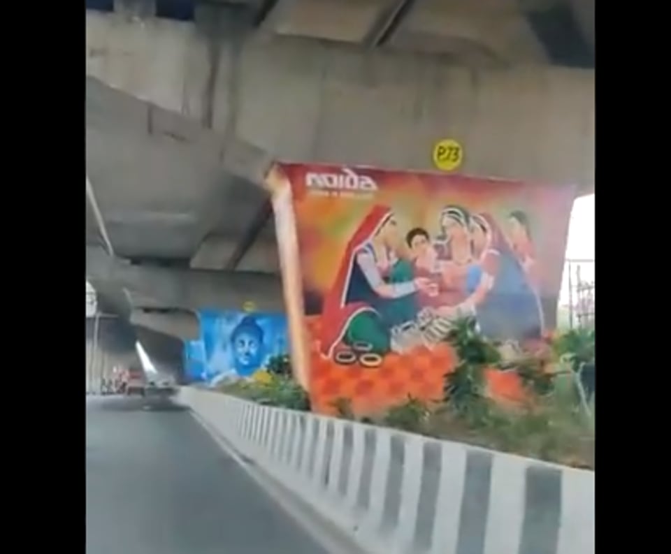 Colourful murals painted on flyover pillars in Noida wow netizens ...