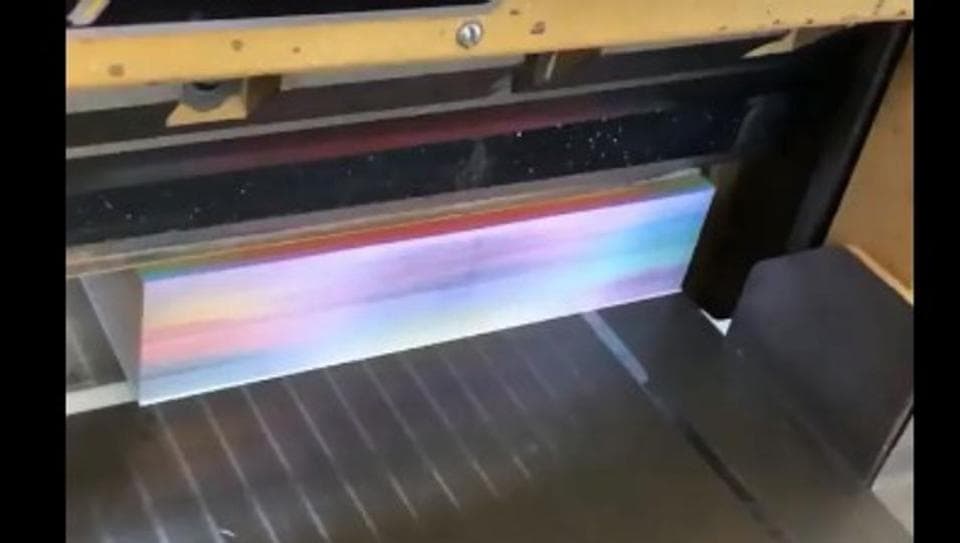 This video of machine cutting edges of coloured paper makes for an ...