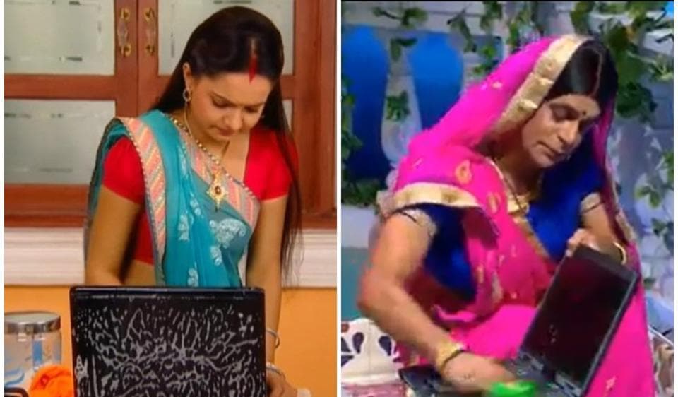 Sunil Grover hilariously spoofs Gopi Bahu washing a laptop, Iulia ...