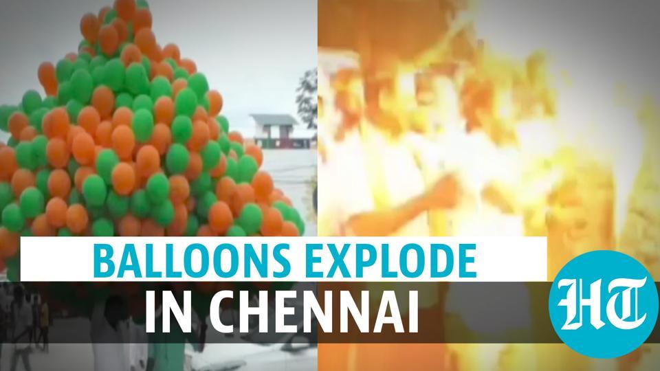 Watch: Balloon blast at PM Modi birthday fest in Chennai, BJP workers ...