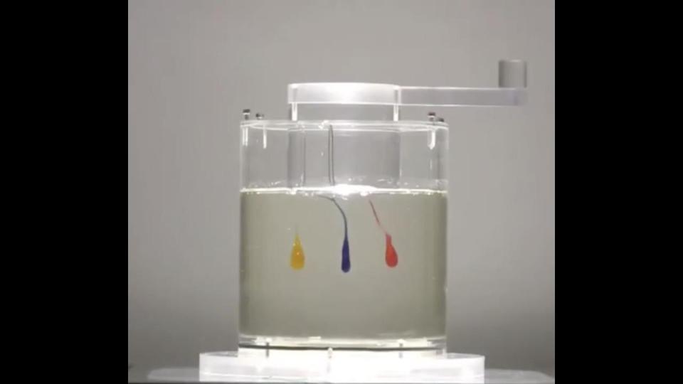Coloured droplets blended together return to their original state ...