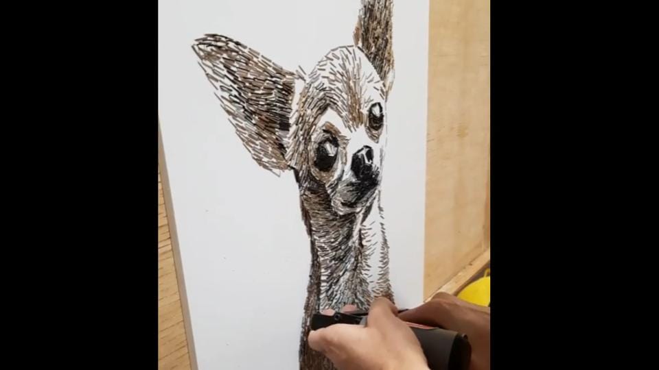 Man creates art entirely out of staples, impresses netizens. Watch ...