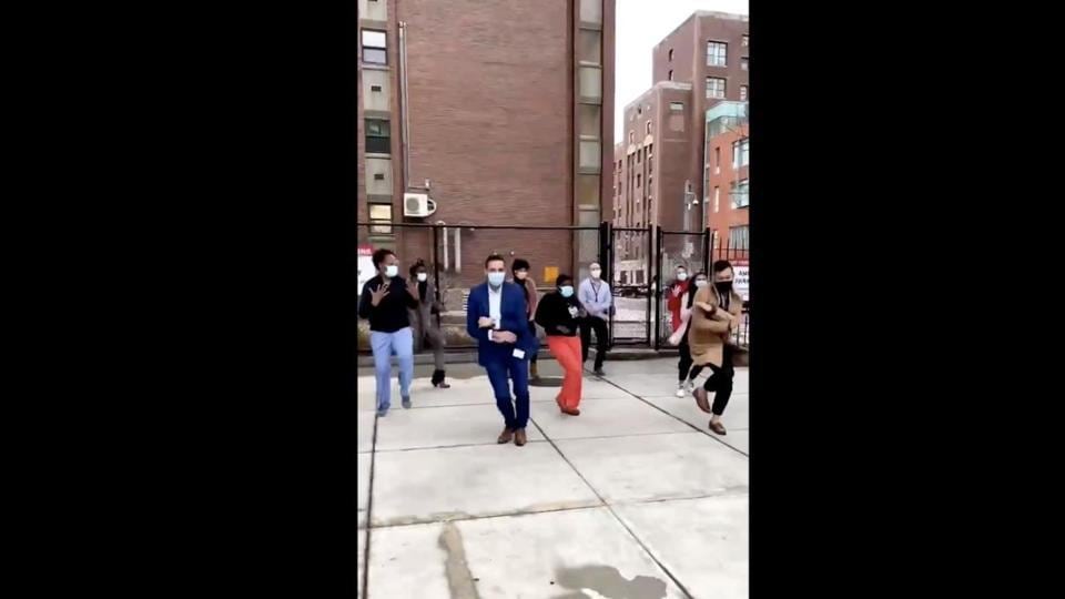 Healthcare workers celebrate arrival of Covid-19 vaccine by dancing ...