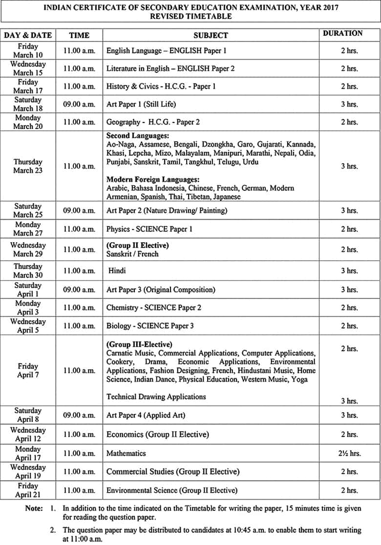 ICSE and ISC exam 2017: Revised timetable released, check them here ...