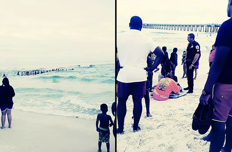 70 people form human chain to save the lives of drowning people in a ...