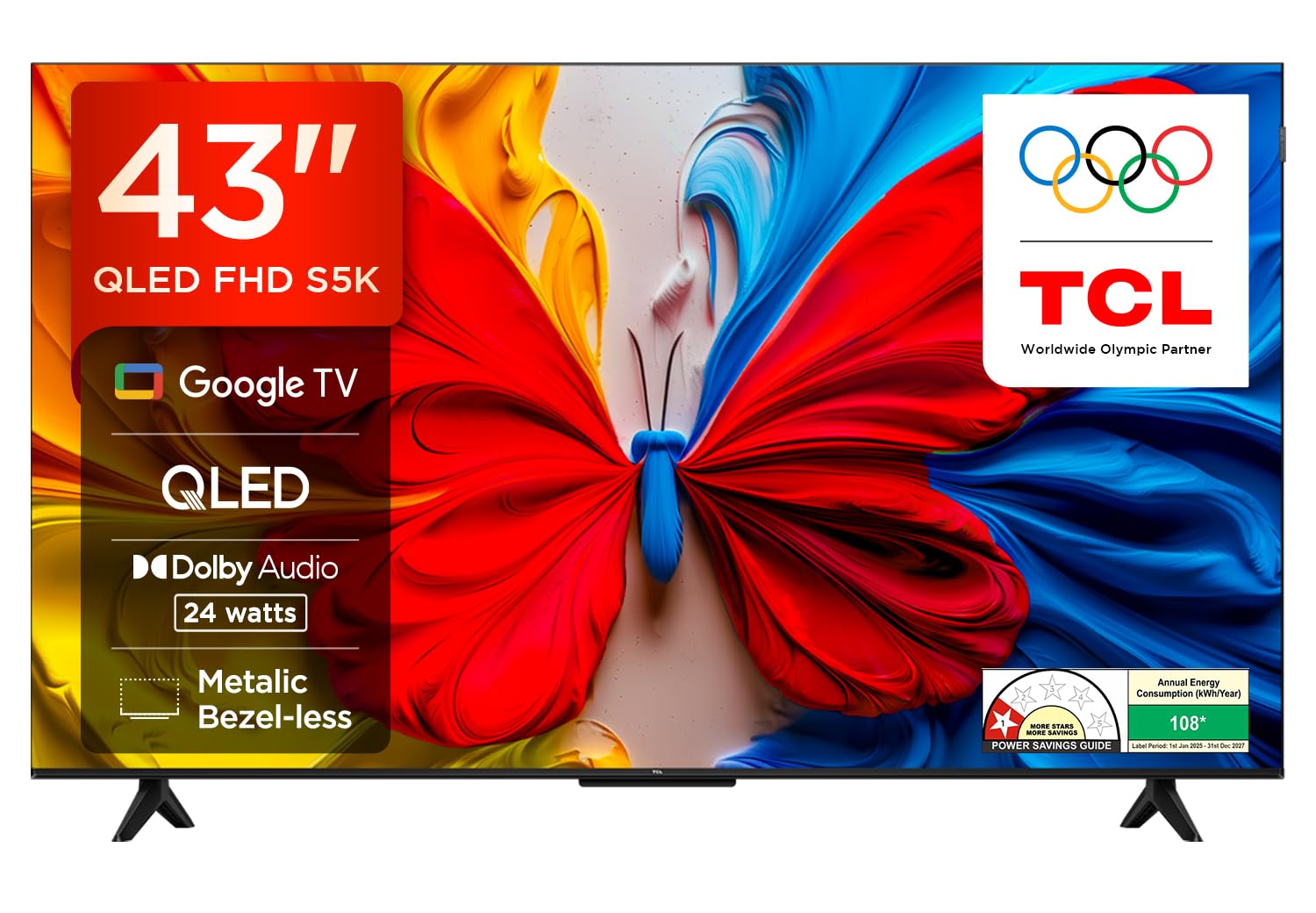 TCL 43 inch Metallic Bezel Less FHD QLED TV 43S5K Black Price in India ...